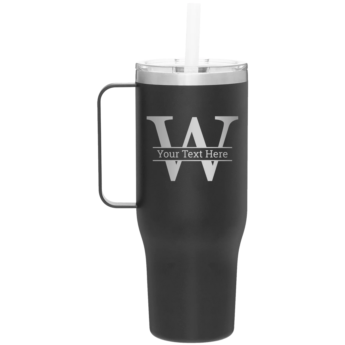 Personalized Monogram letter W 40 oz Tumbler Mug - Black | Iconic Imprint