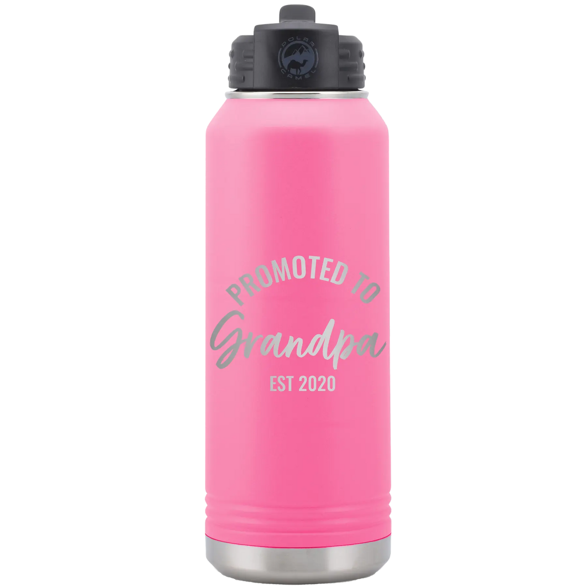 Personalized Promoted to Grandpa 32 oz Water Bottle - Pink | Iconic Imprint