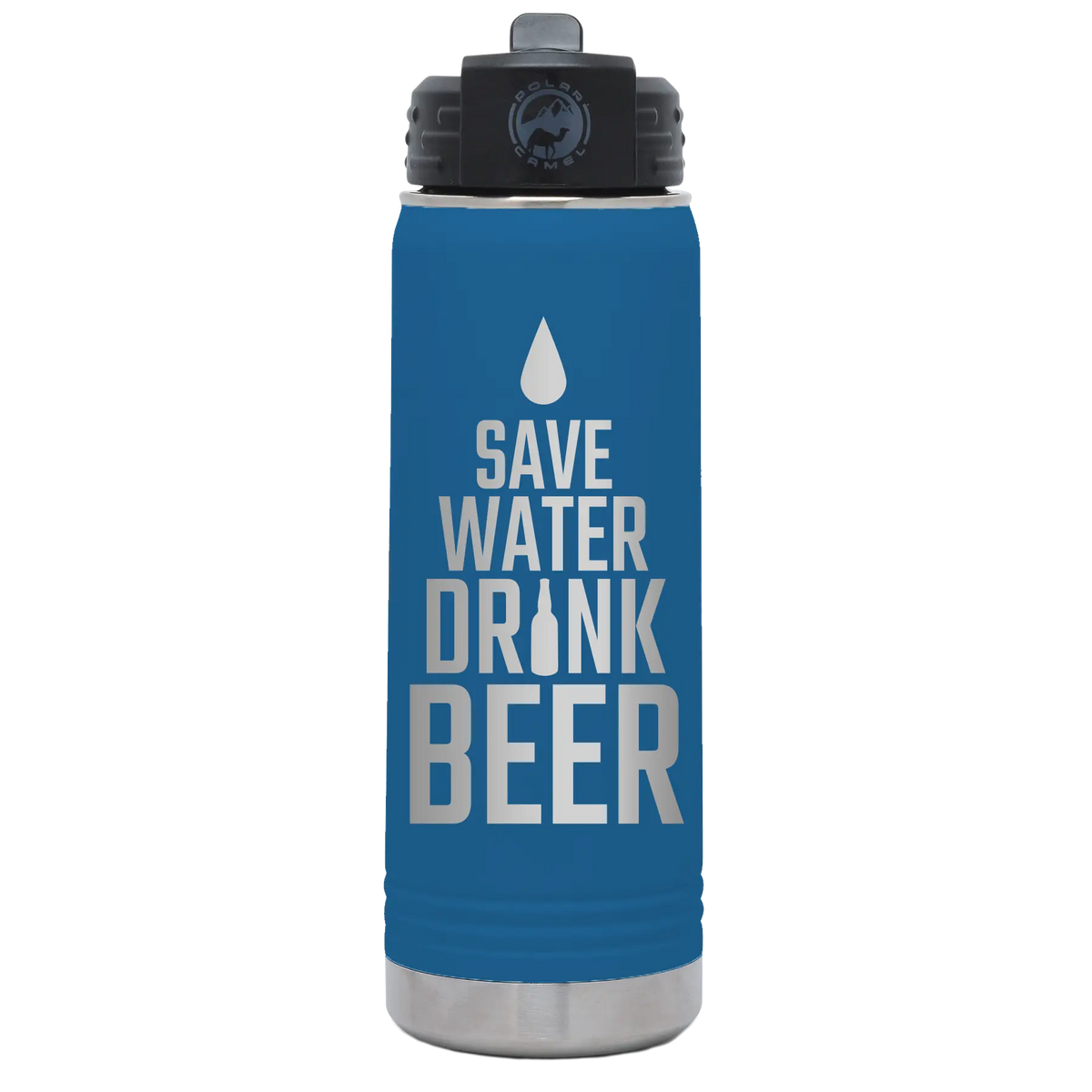 Personalized Save Water Drink Beer 20 oz Water Bottle - Royal Blue ...