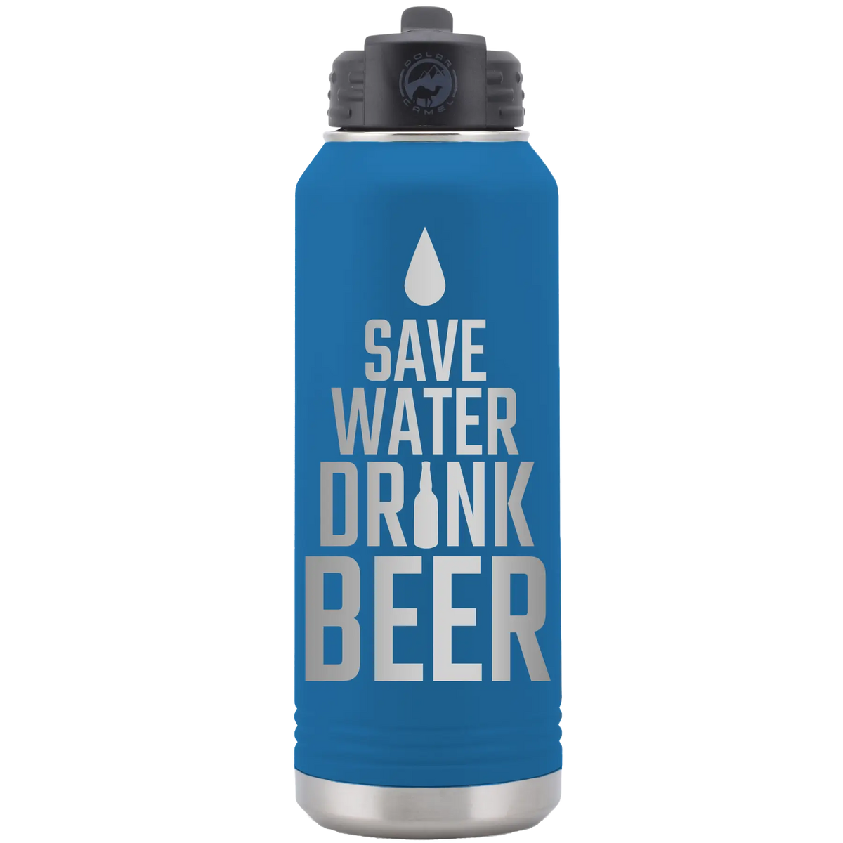Personalized Save Water Drink Beer 32 oz Water Bottle - Royal Blue ...