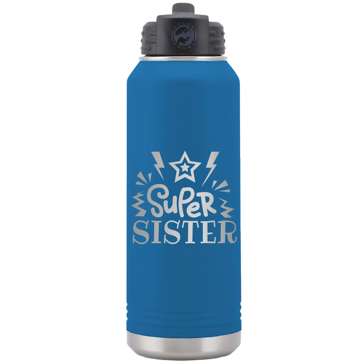 Personalized Super Sister 32 oz Water Bottle - Royal Blue | Iconic Imprint