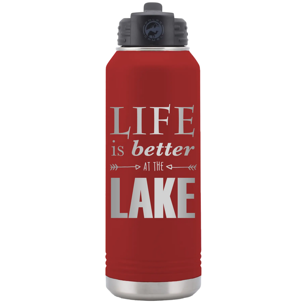 Personalized Life is Better at the Lake 32 oz Water Bottle - Maroon ...