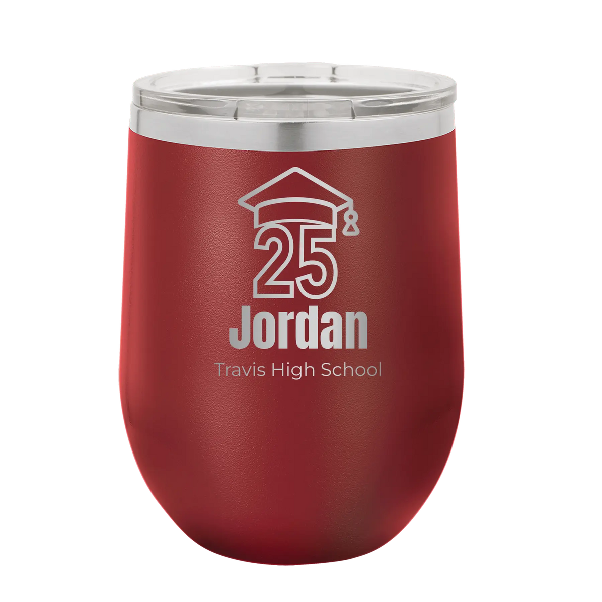 Personalized Year 2025 Wine Cup - Maroon | Iconic Imprint