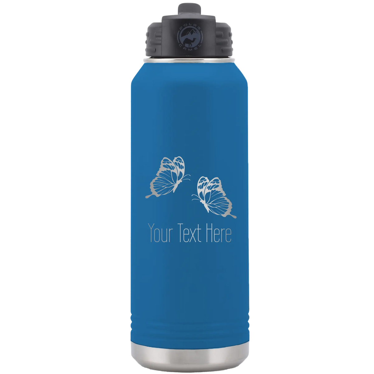 Personalized Butterflies 32 oz Water Bottle - Royal Blue | Iconic Imprint