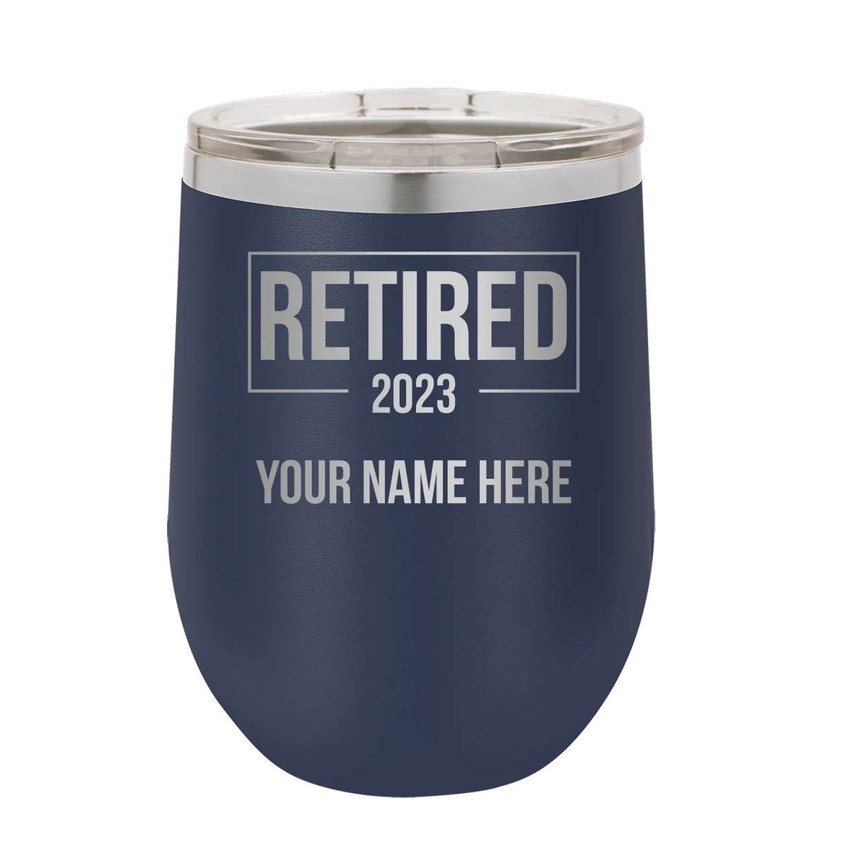 Personalized Retired Wine Cup - Navy | Iconic Imprint