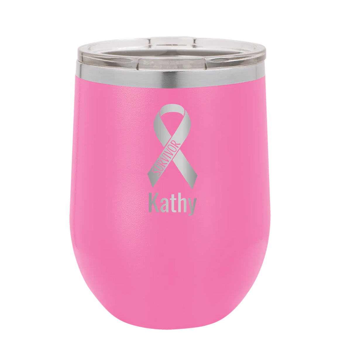 Personalized Survivor Wine Cup - Pink | Iconic Imprint