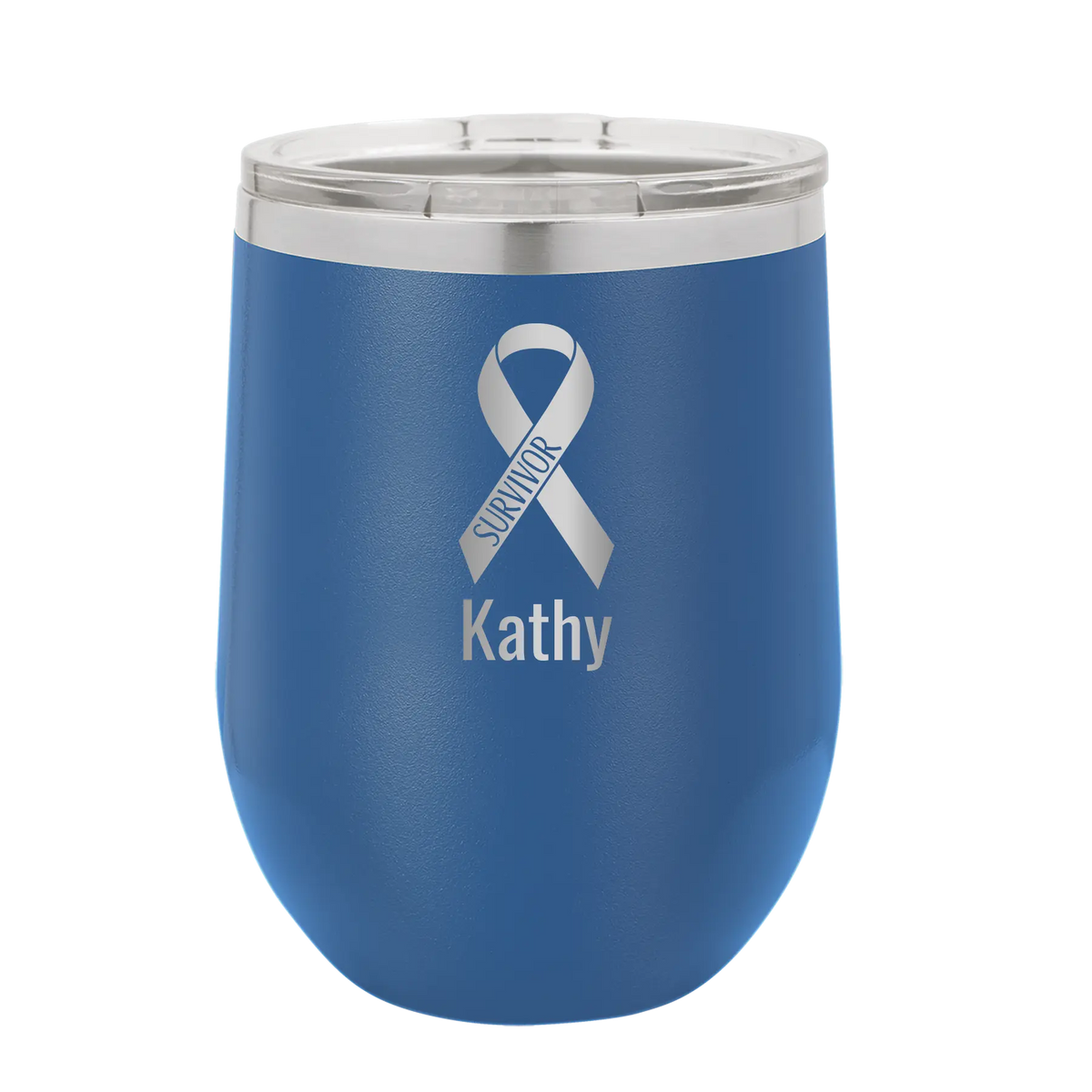 Personalized Survivor Wine Cup - Royal Blue | Iconic Imprint