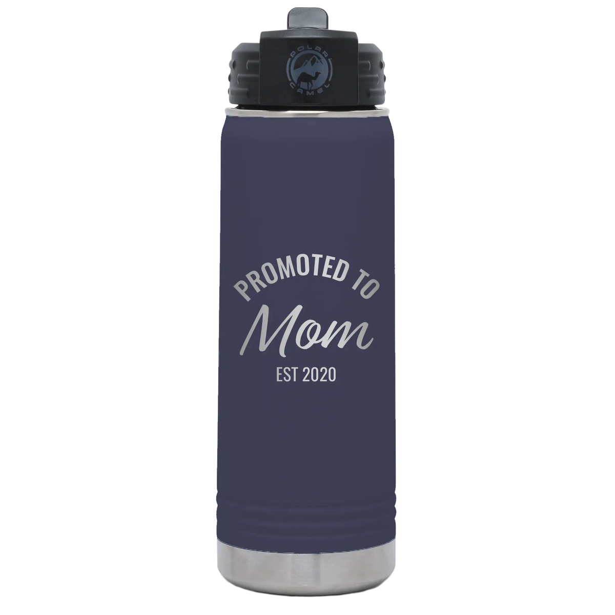 Personalized Promoted to Mom 20 oz Water Bottle - Navy | Iconic Imprint