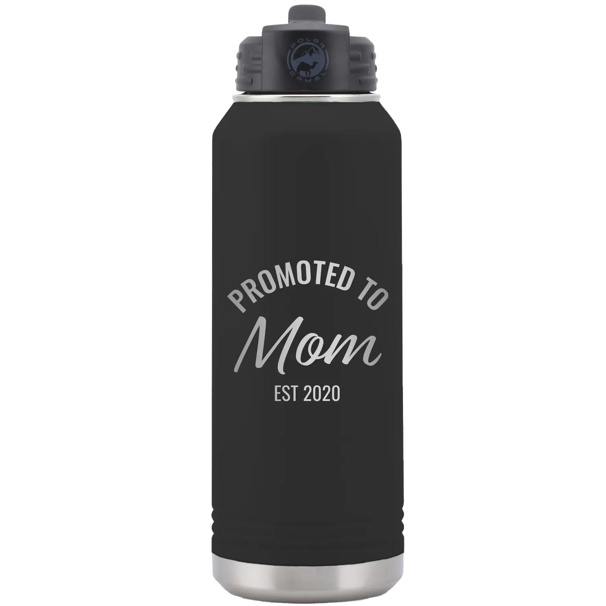 Personalized Promoted to Mom 32 oz Water Bottle - Black | Iconic Imprint