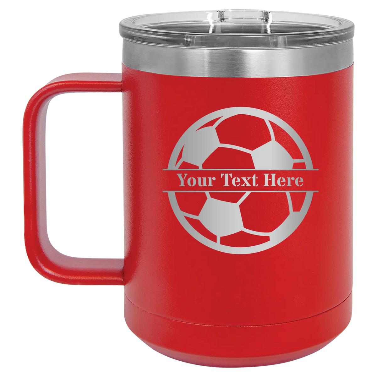 Personalized Soccer Ball 15 oz Mug - Red | Iconic Imprint