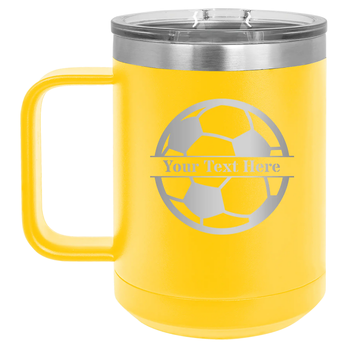 Personalized Soccer Ball 15 oz Mug - Yellow | Iconic Imprint