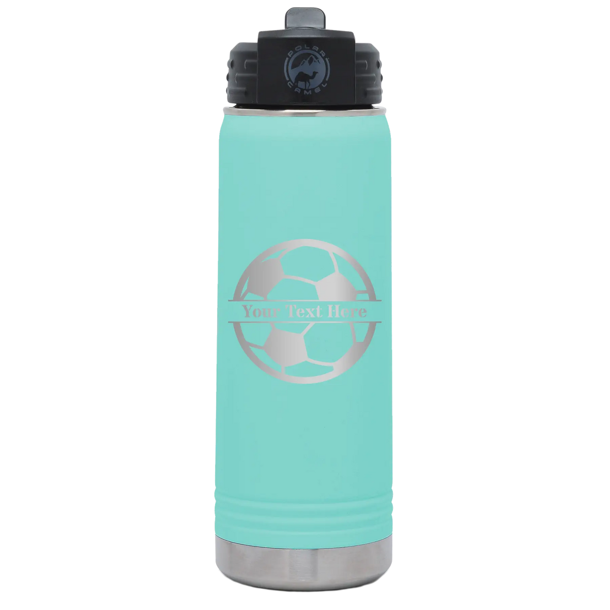 Personalized Soccer Ball 20 oz Water Bottle - Teal | Iconic Imprint