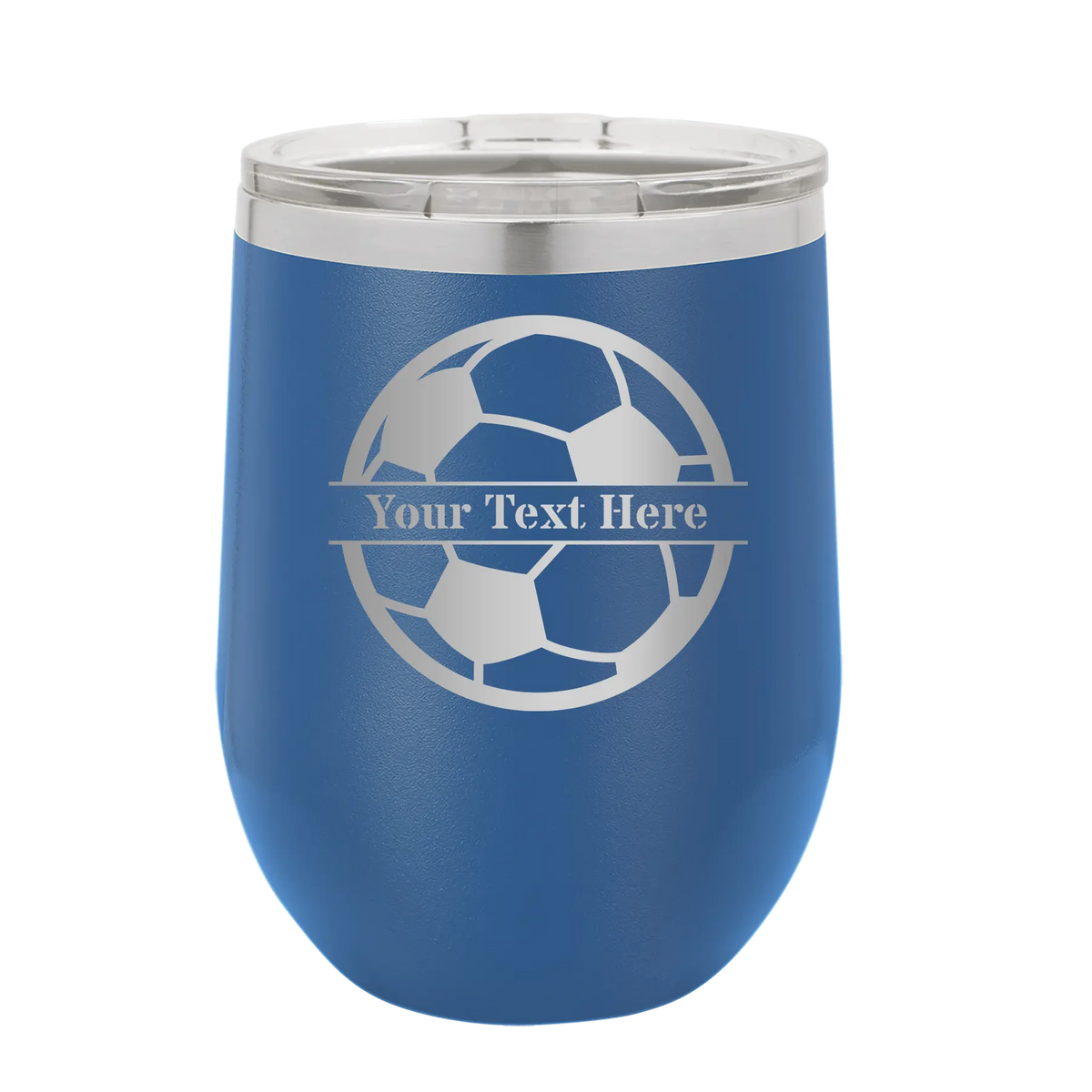 Personalized Soccer Ball Wine Cup - Royal Blue | Iconic Imprint