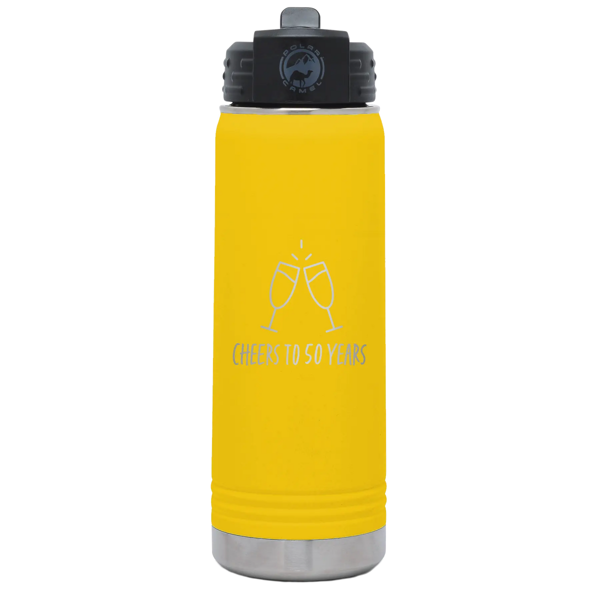 Personalized Cheers 20 oz Water Bottle - Yellow | Iconic Imprint
