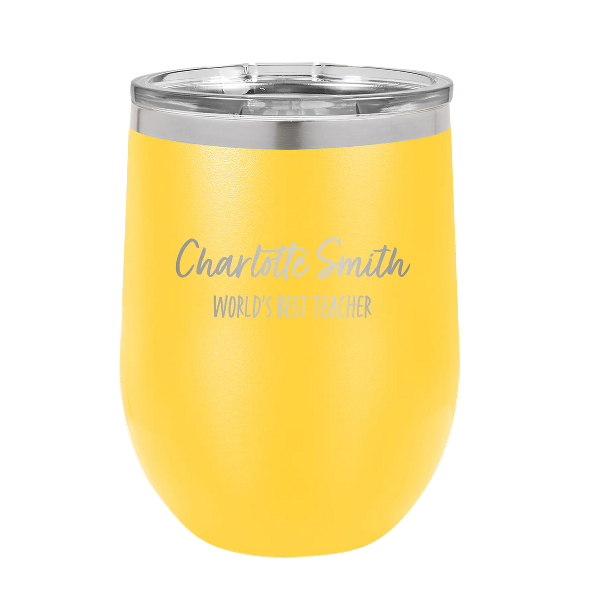Personalized Two Lines Name and Title Wine Cup - Yellow | Iconic Imprint