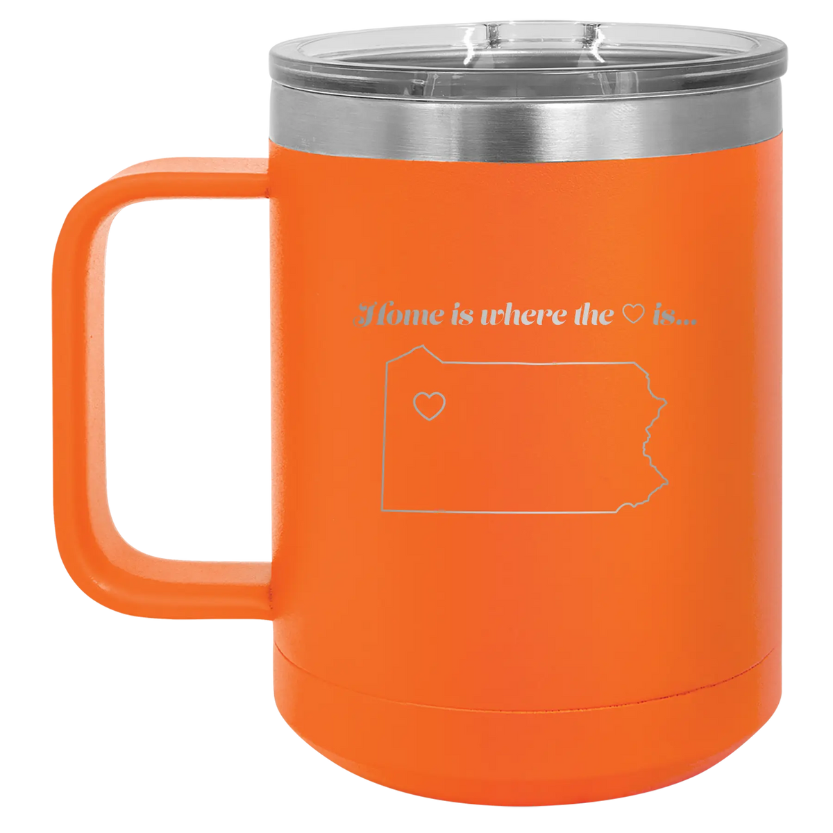 Personalized Pennsylvania Heart 15 oz Mug - Orange | Iconic Imprint