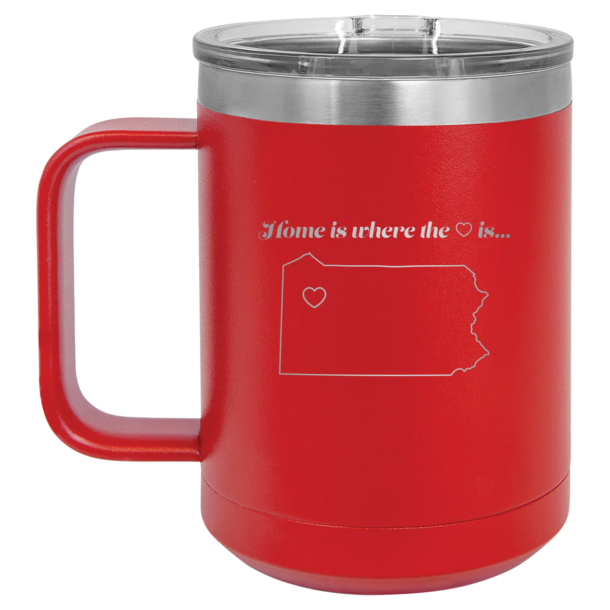 Personalized Pennsylvania Heart 15 oz Mug - Red | Iconic Imprint