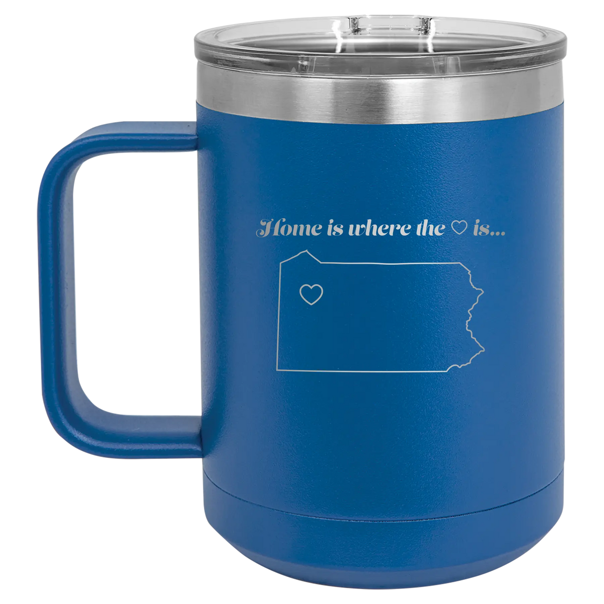 Personalized Pennsylvania Heart 15 oz Mug - Royal Blue | Iconic Imprint