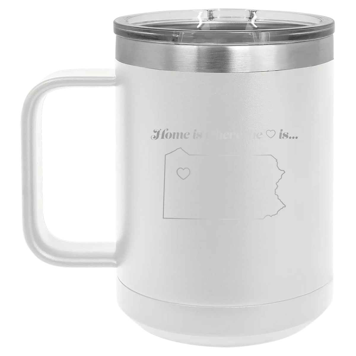 Personalized Pennsylvania Heart 15 oz Mug - White | Iconic Imprint