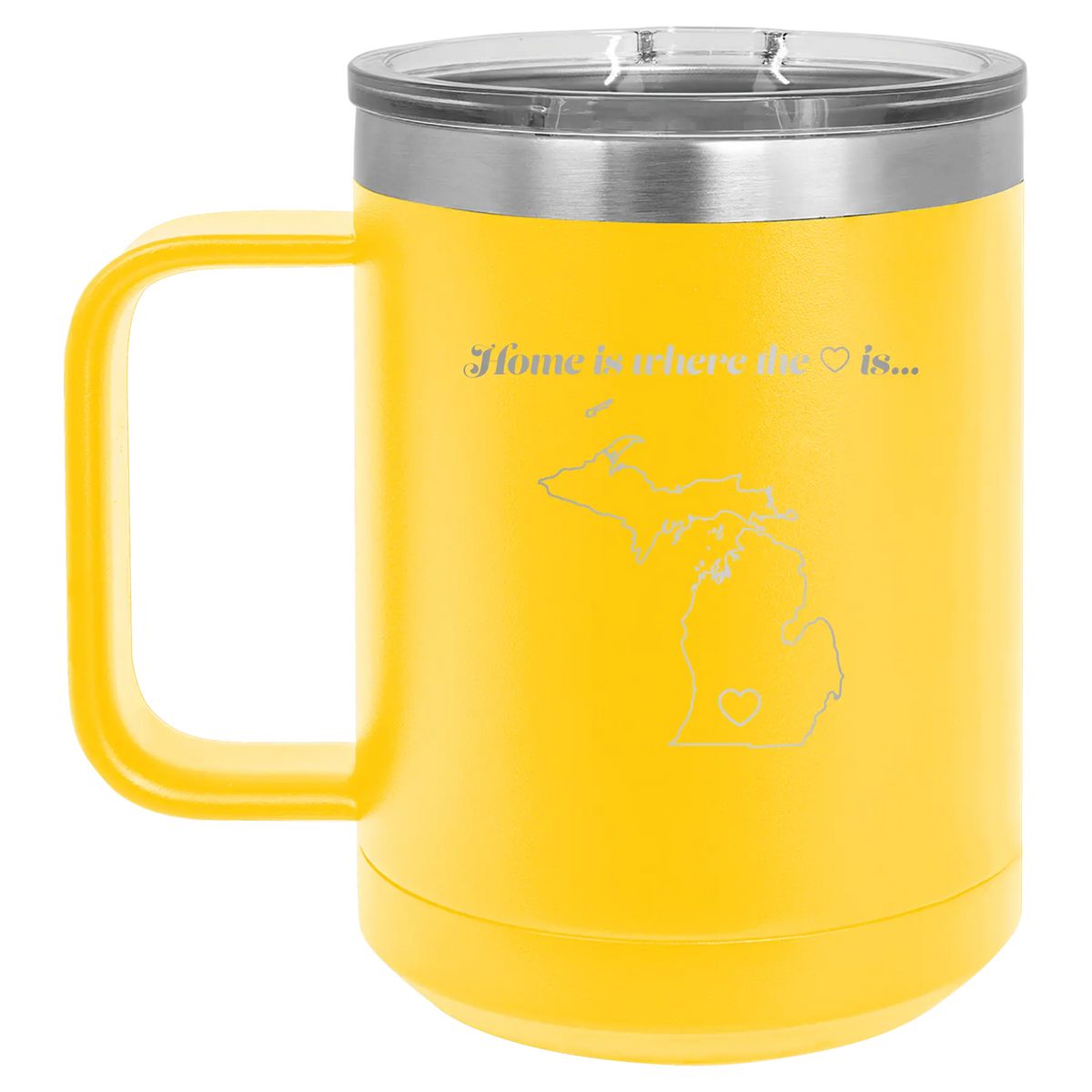 Personalized Michigan Heart 15 oz Mug - Yellow | Iconic Imprint