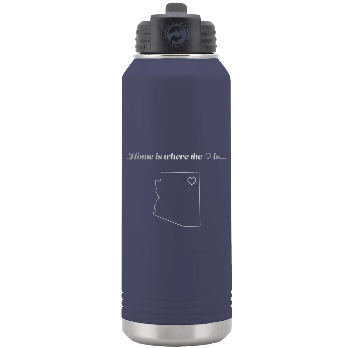 Personalized Arizona Heart 32 oz Water Bottle - Navy | Iconic Imprint