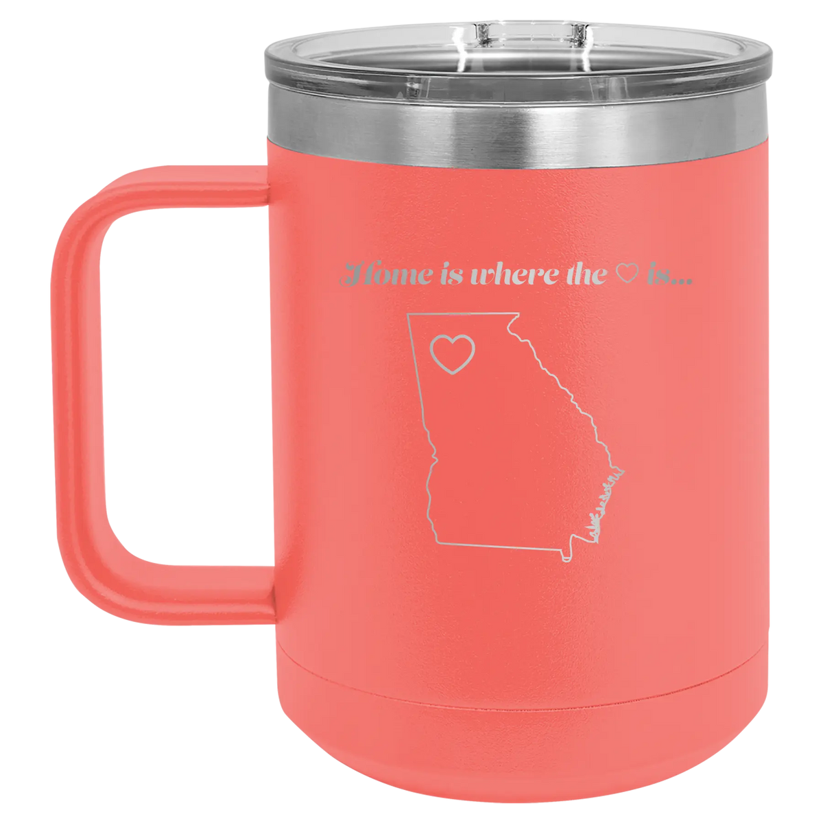 Personalized Georgia Heart 15 oz Mug - Coral | Iconic Imprint