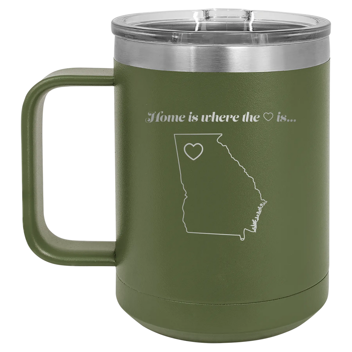 Personalized Georgia Heart 15 oz Mug - Olive Green | Iconic Imprint