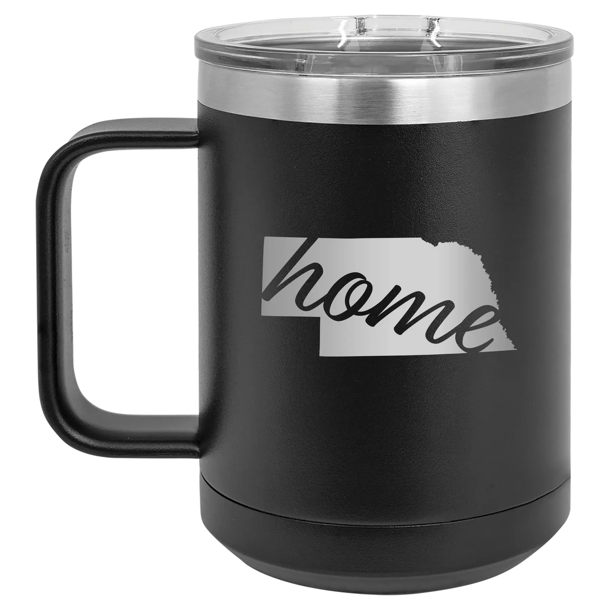 Personalized Nebraska Home 15 oz Mug - Black | Iconic Imprint