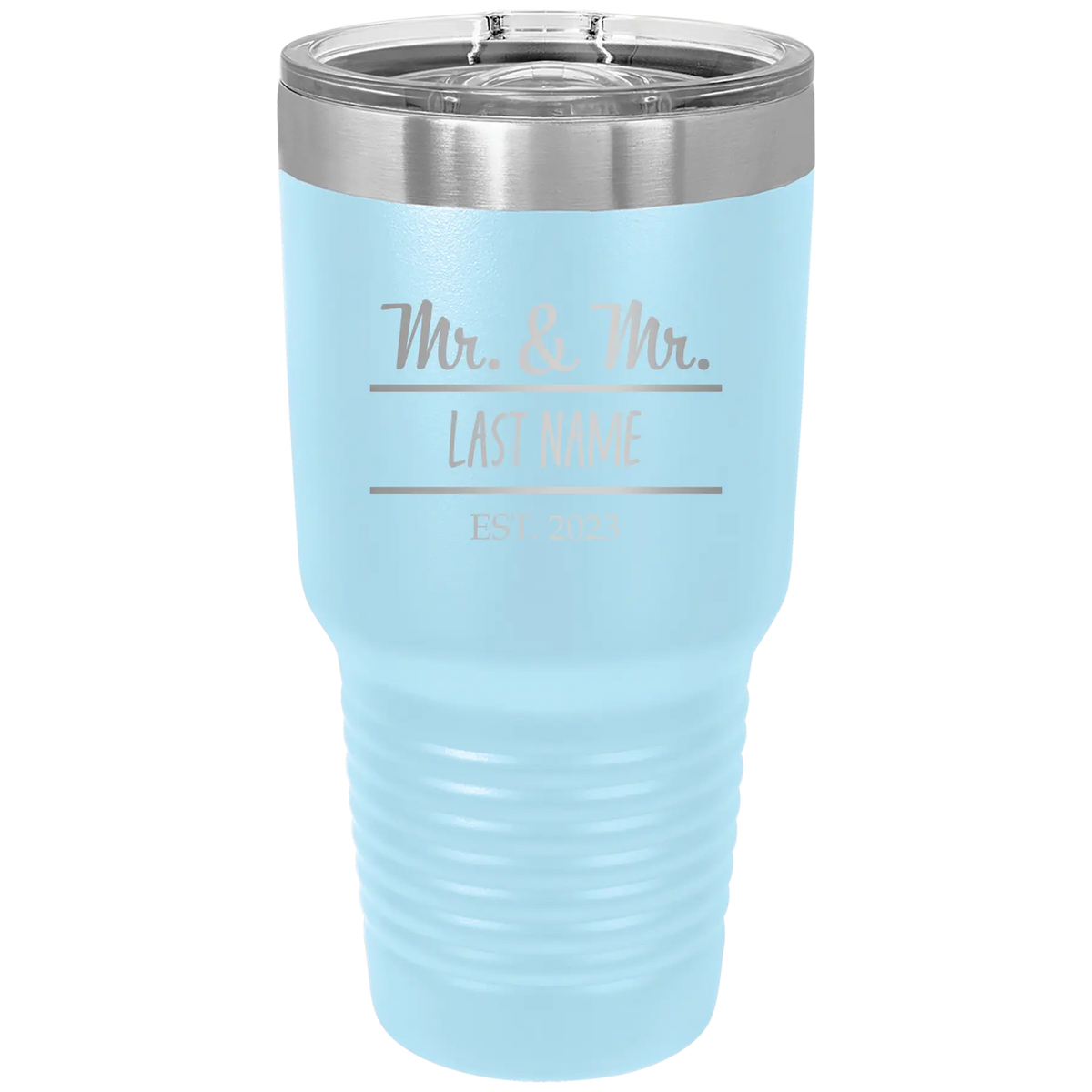 Personalized Mr and Mr 30 oz Tumbler - Light Blue | Iconic Imprint