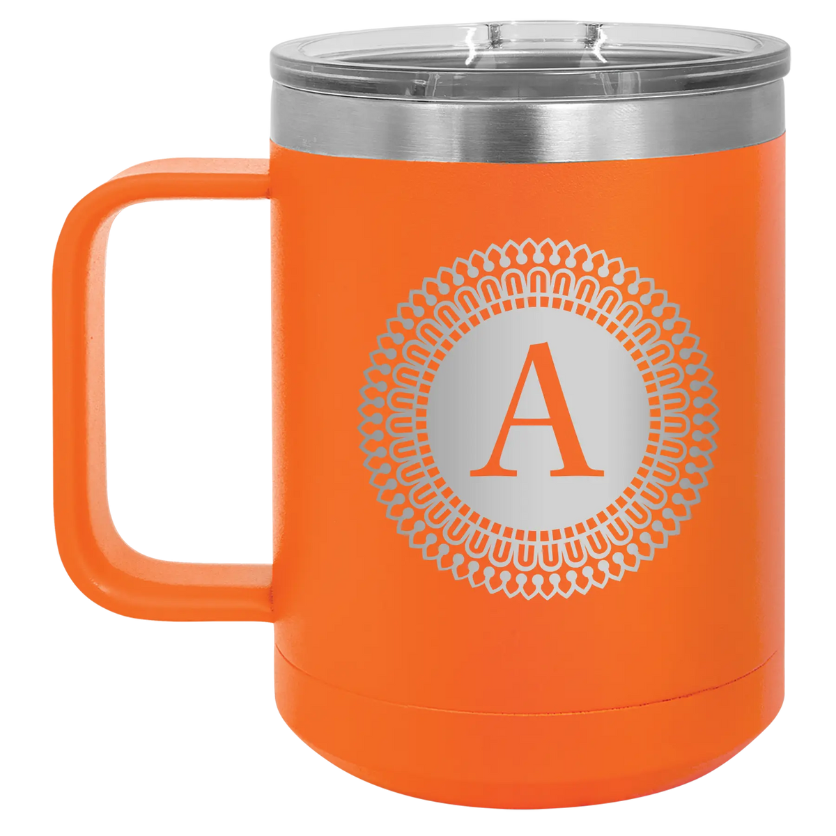 Personalized Circle with initial 15 oz Mug - Orange | Iconic Imprint