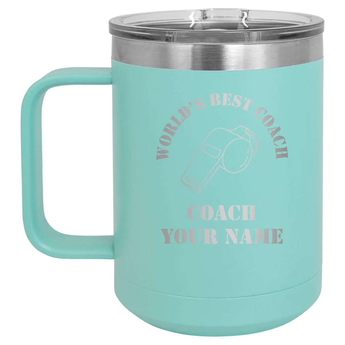 Personalized WORLDS BEST COACH 15 oz Mug - Teal | Iconic Imprint