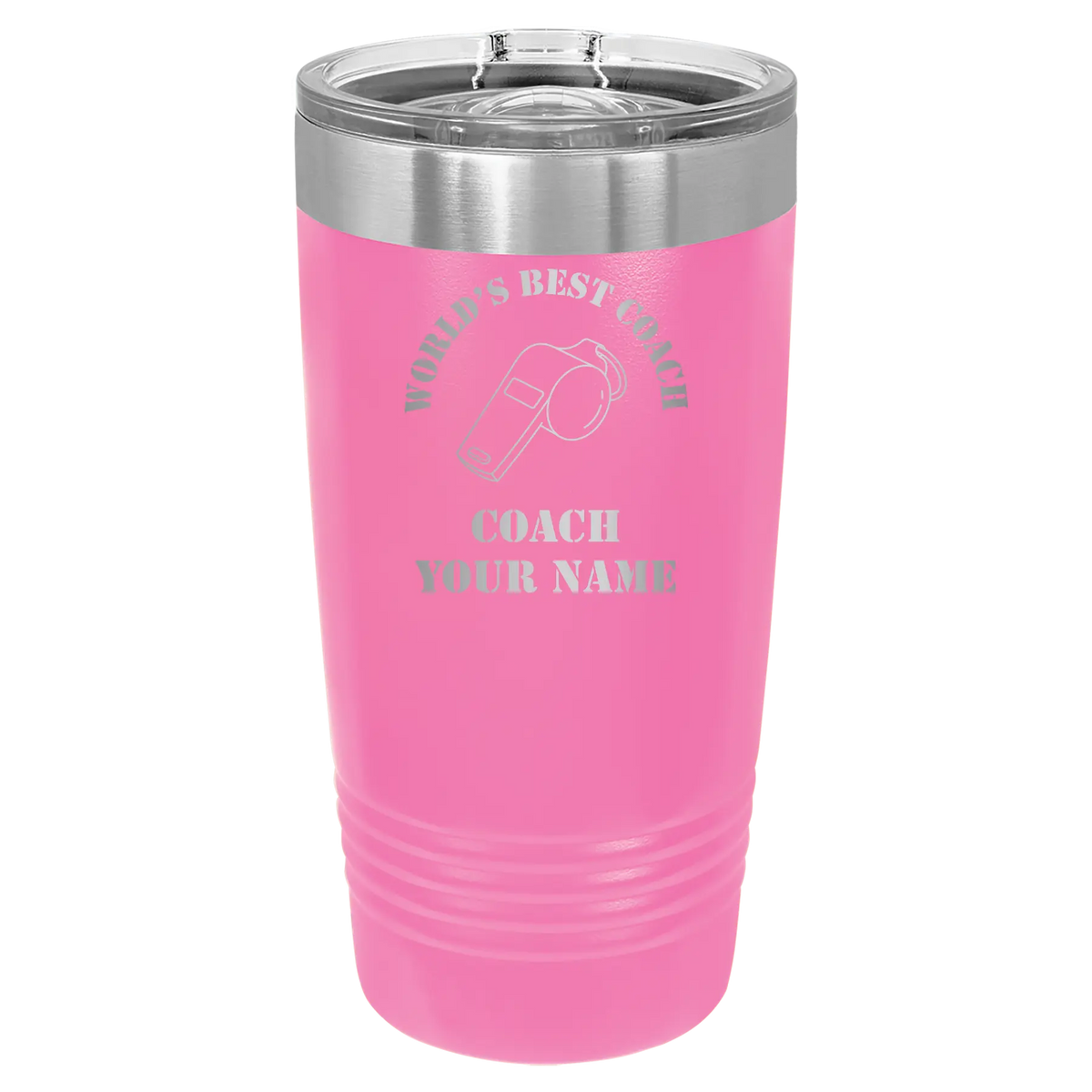 Personalized WORLDS BEST COACH 20 oz Tumbler - Pink | Iconic Imprint