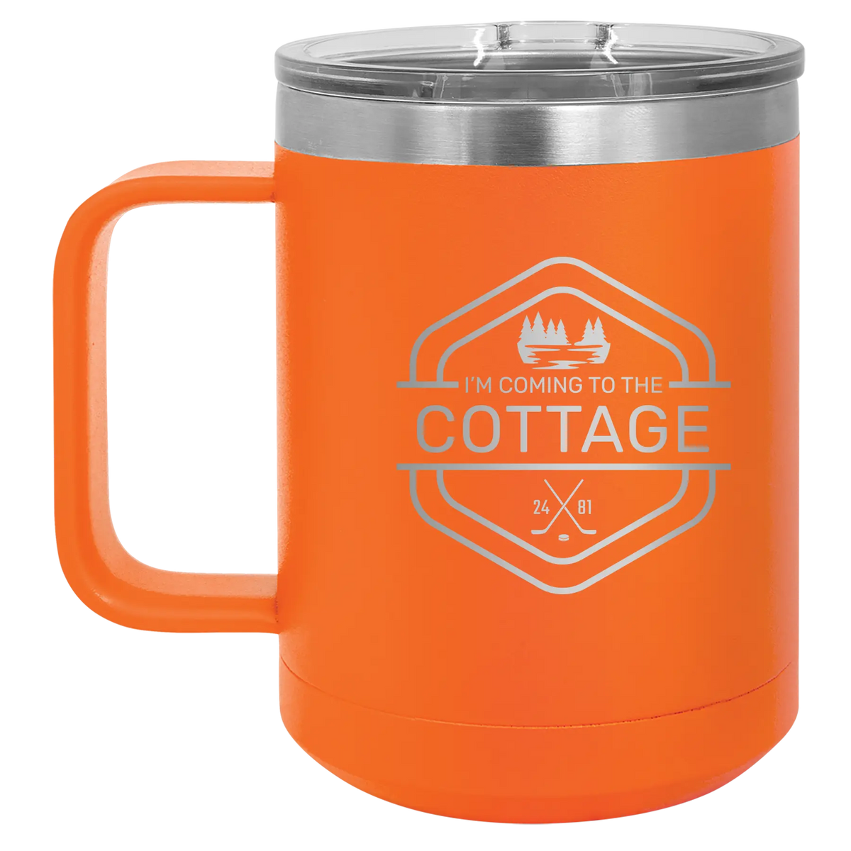 Personalized I'm Coming to the Cottage (Trees) 15 oz Mug - Orange ...