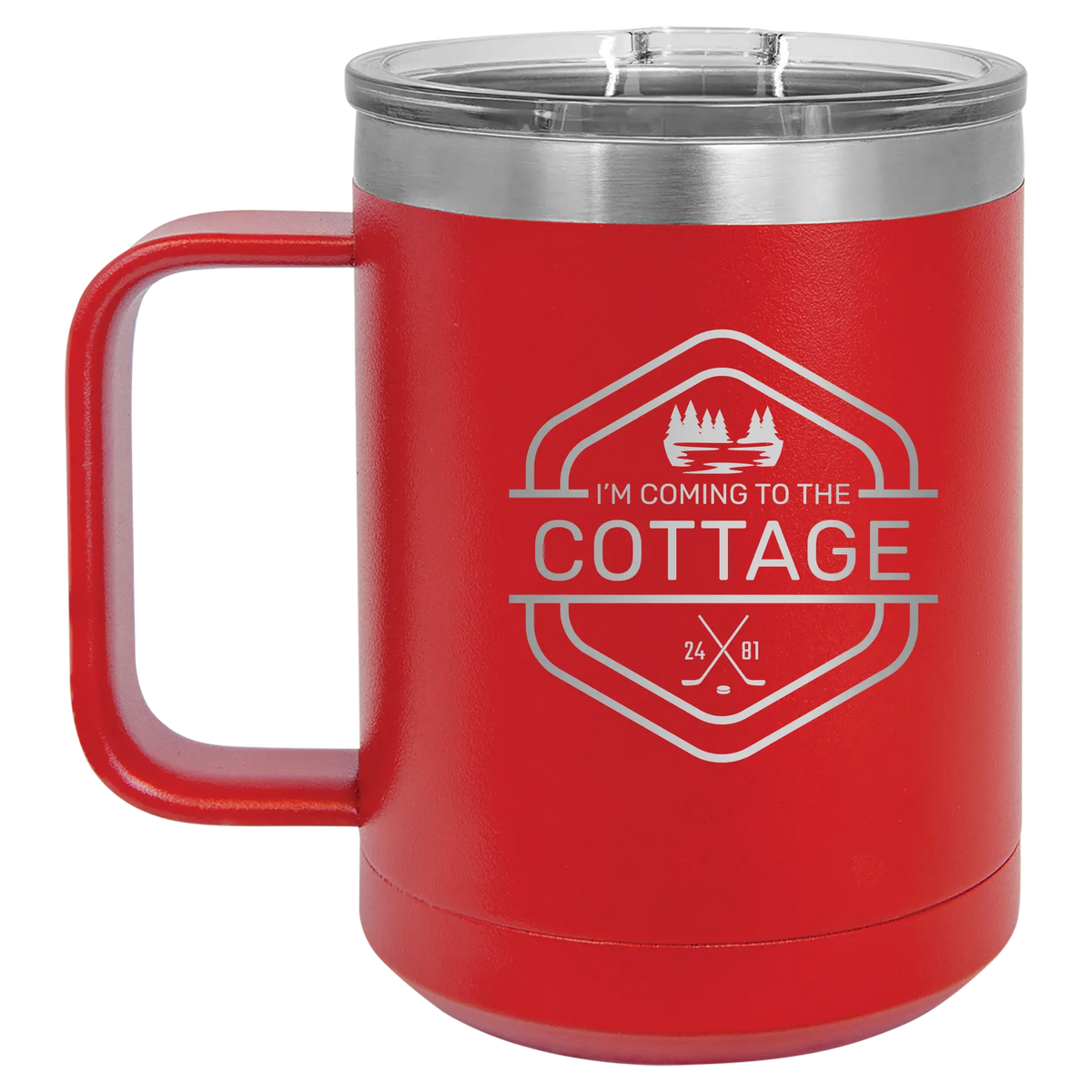 Personalized I'm Coming to the Cottage (Trees) 15 oz Mug - Red | Iconic ...