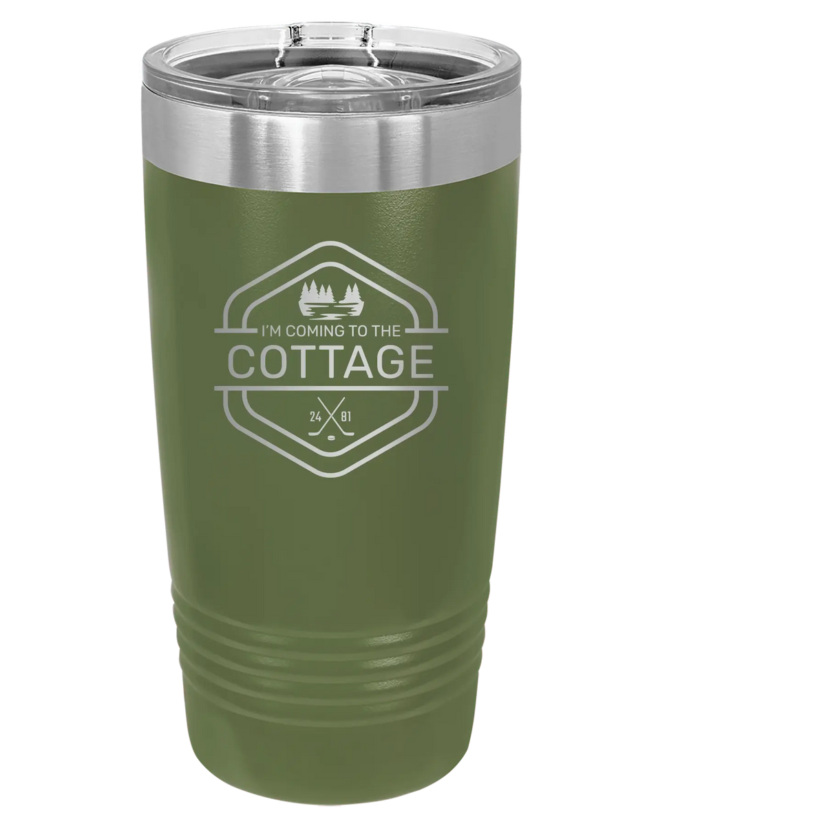 Personalized I'm Coming to the Cottage (Trees) 20 oz Tumbler - Olive ...