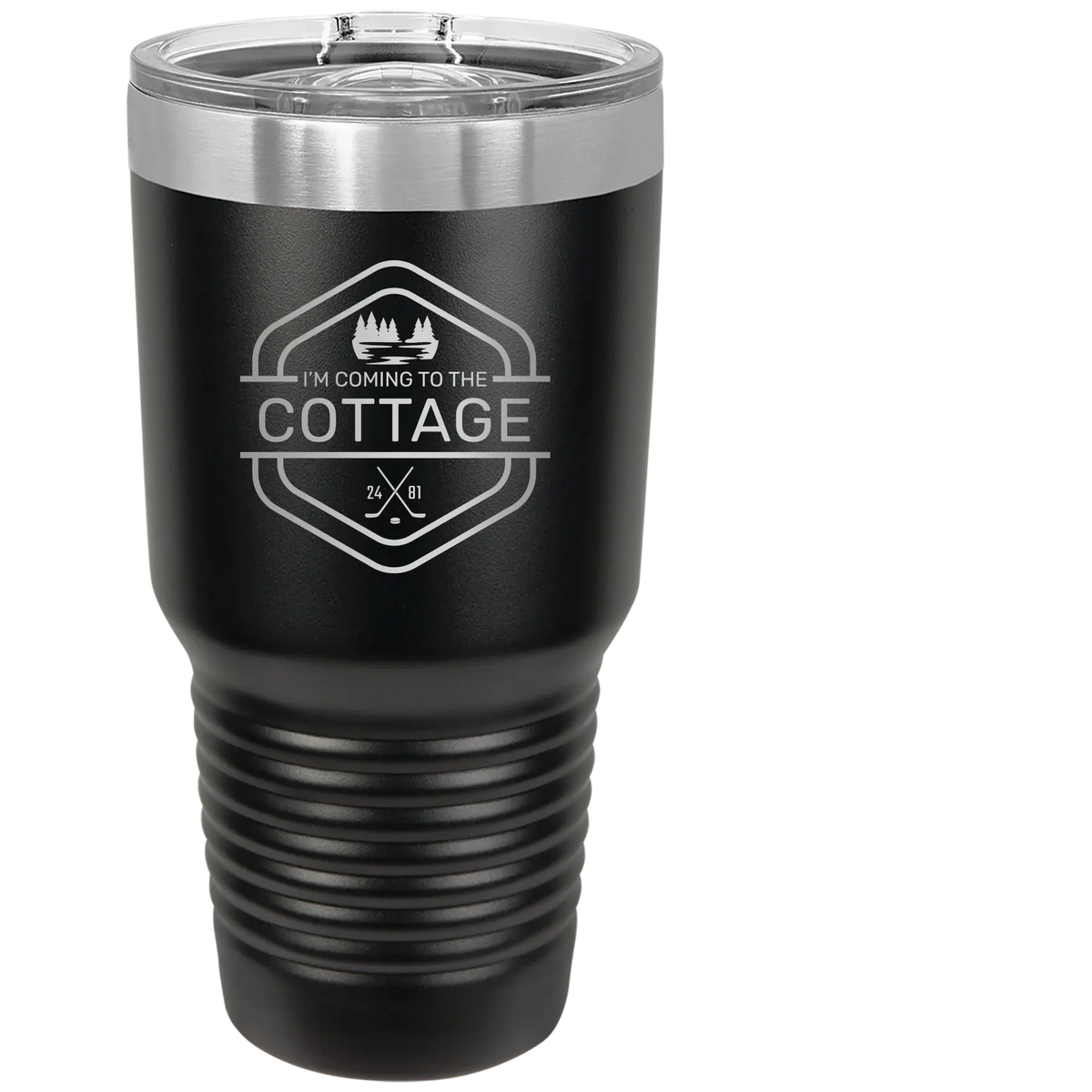 Personalized I'm Coming to the Cottage (Trees) 30 oz Tumbler - Black ...