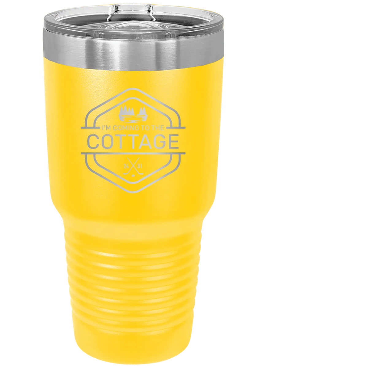 Personalized I'm Coming to the Cottage (Trees) 30 oz Tumbler - Yellow ...