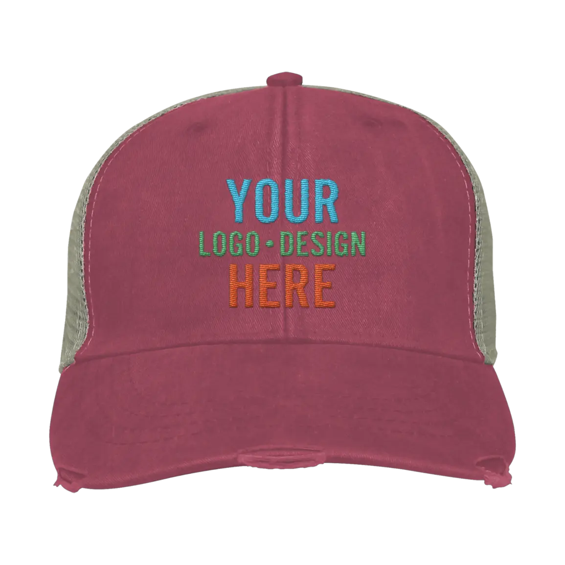 Embroidered Adam's Ollie Distressed Trucker Hat - Maroon | Iconic Imprint