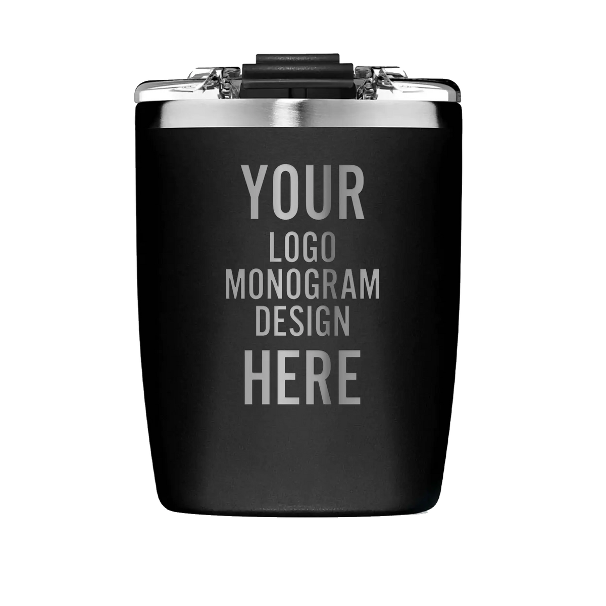 Personalized BruMate 12 oz Rocks Tumbler MUV - Black Matte | Iconic Imprint