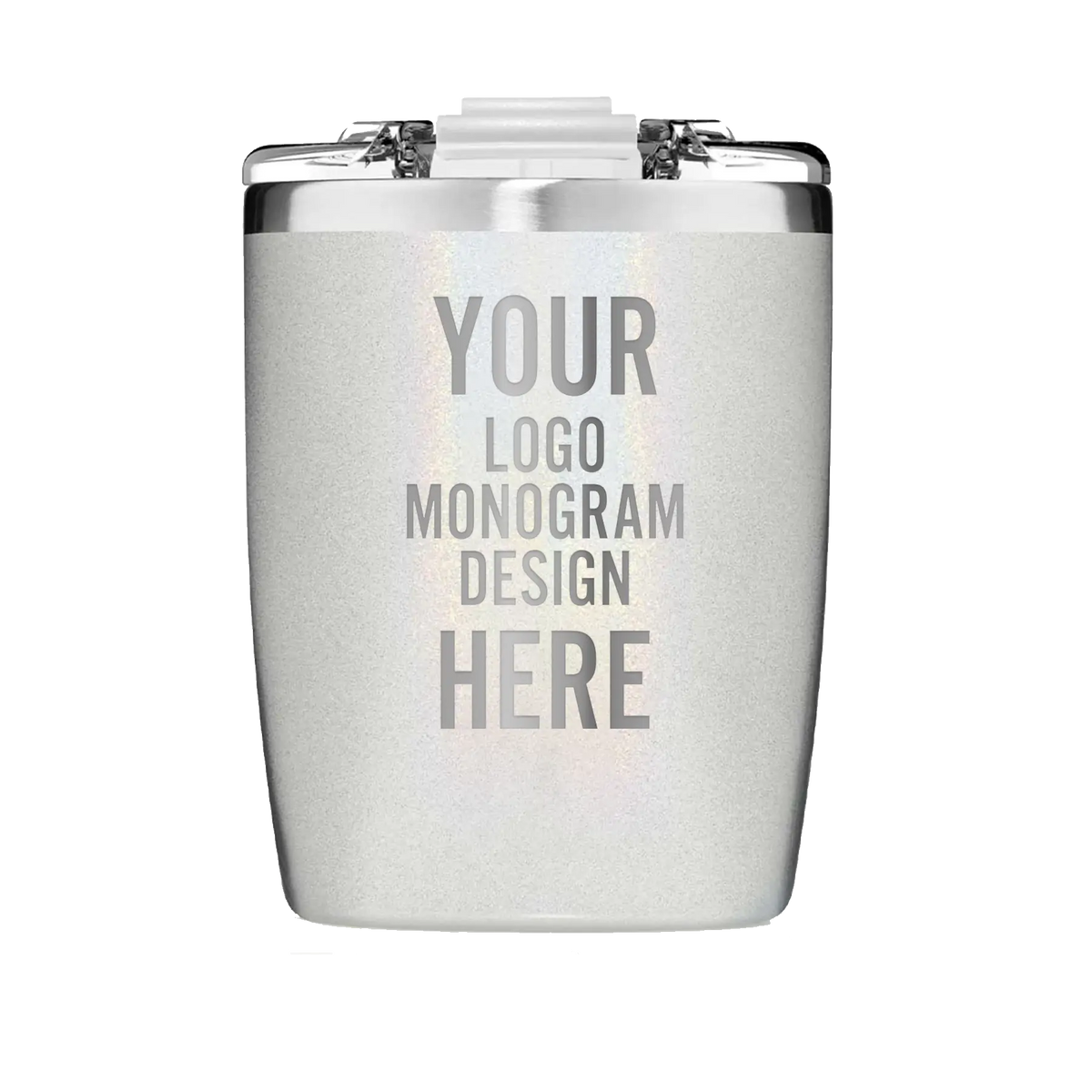 Personalized BruMate 12 oz Rocks Tumbler MUV - Glitter White | Iconic ...