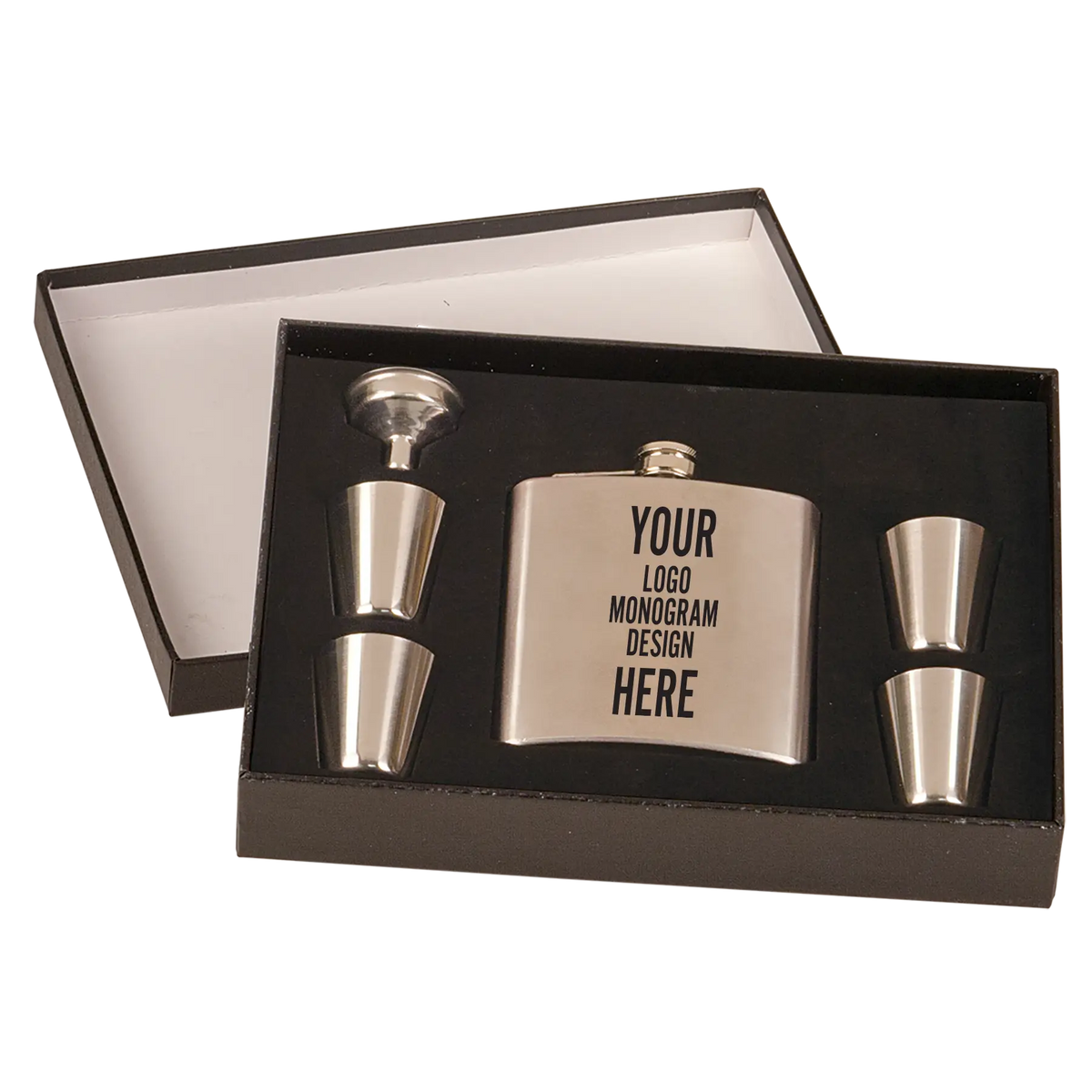 Personalized Colored Stainless Steel Hip Flask Set - 6 oz - Stainless ...