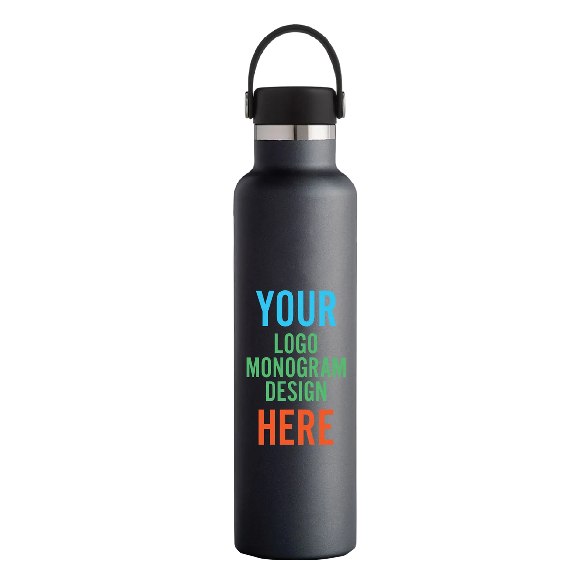 Personalized Hydro Flask 24 oz Standard Mouth Bottle - Black | Iconic ...