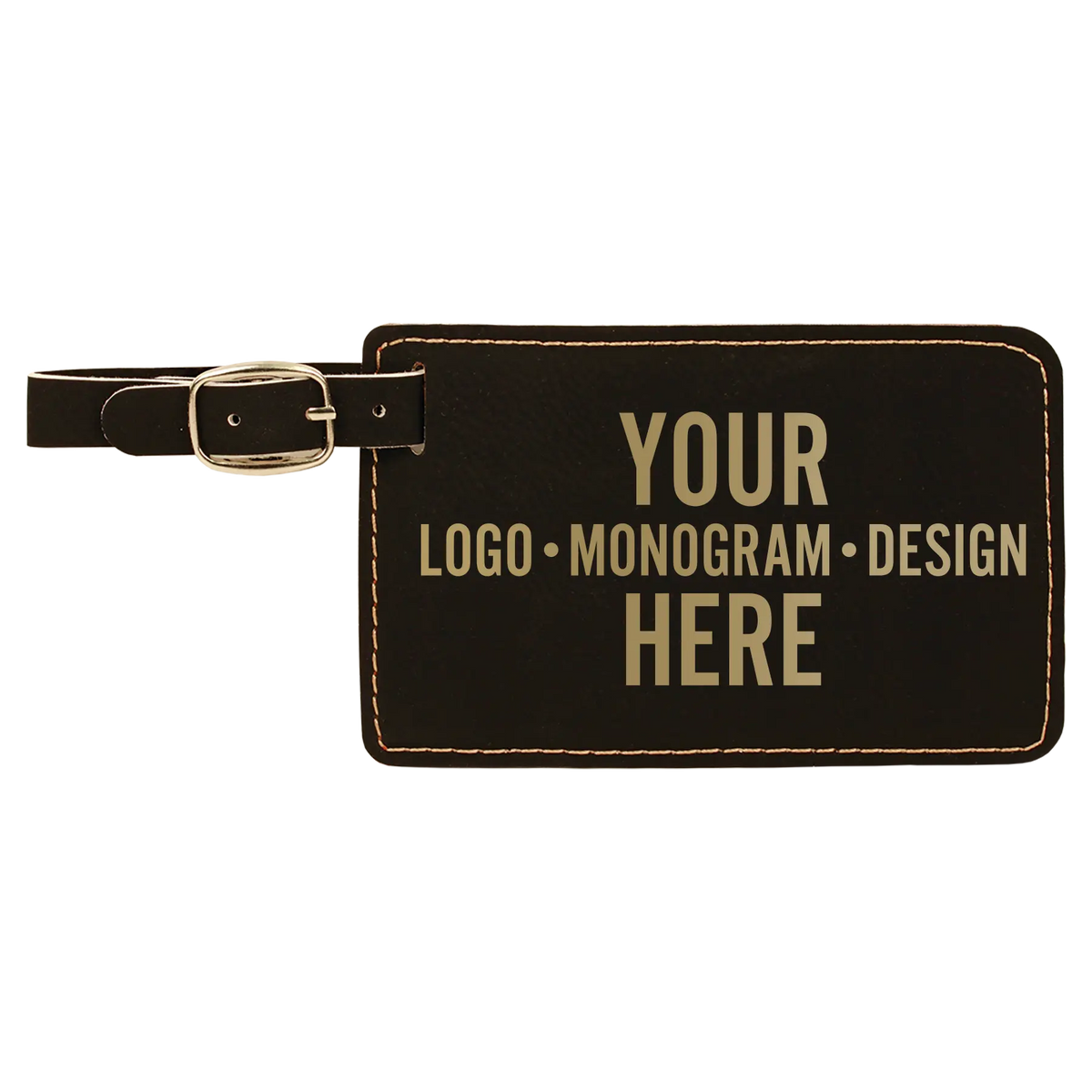 Personalized Leatherette Luggage Tag - Black Gold | Iconic Imprint