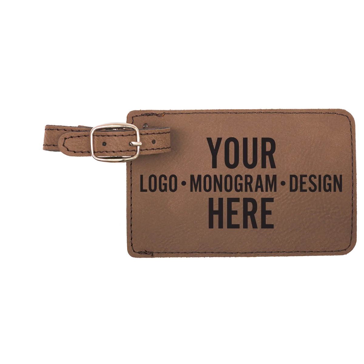 Personalized Leatherette Luggage Tag - Dark Brown | Iconic Imprint