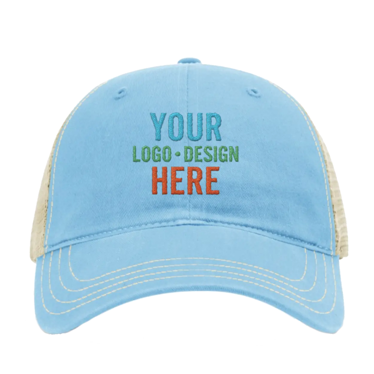 Embroidered Richardson 111 Unstructured Trucker Hat - Columbia Blue ...