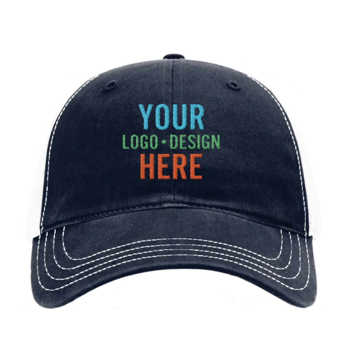 Embroidered Richardson 111 Unstructured Trucker Hat - Navy White ...