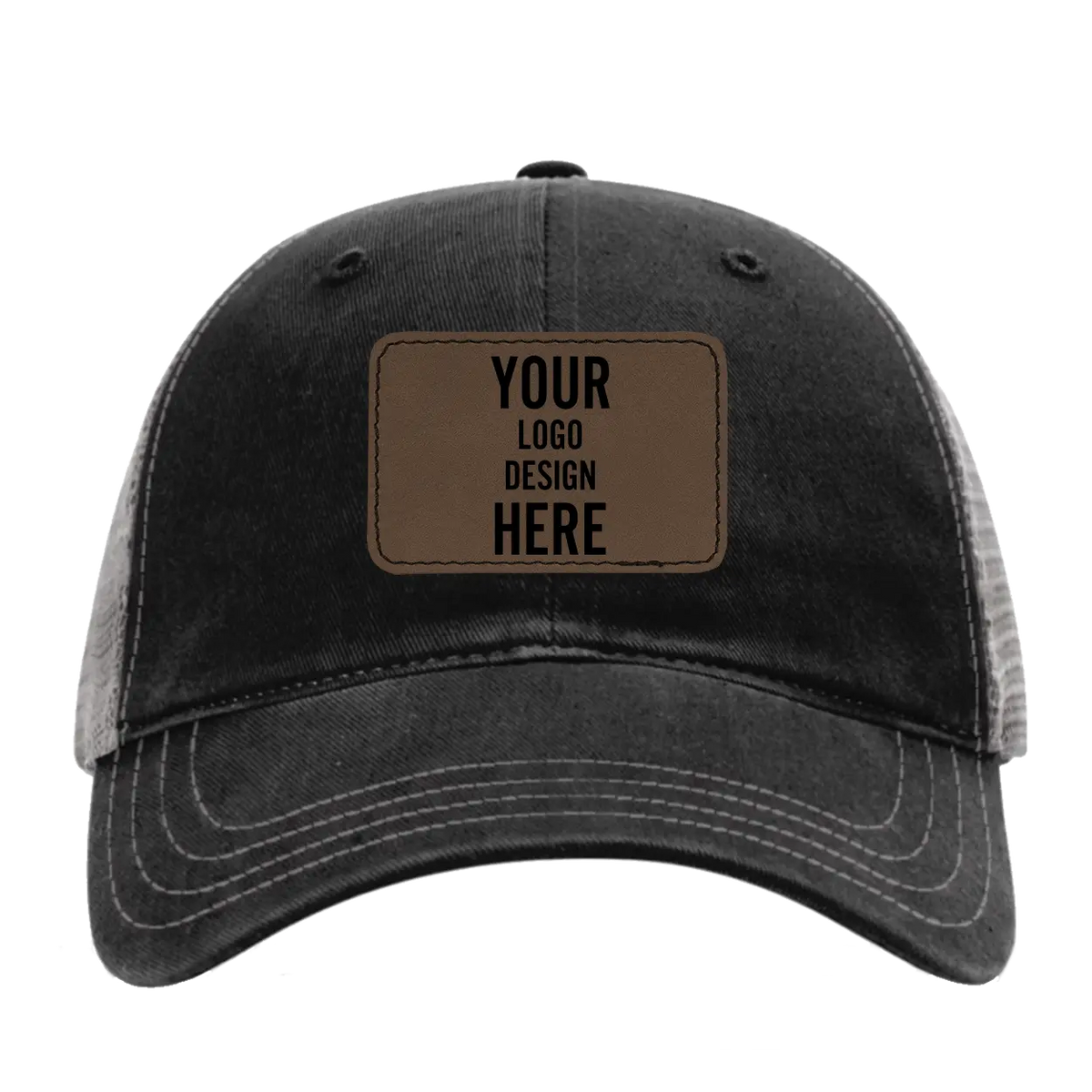 Richardson 111 Unstructured Trucker Hat - Black with Leatherette Patch ...