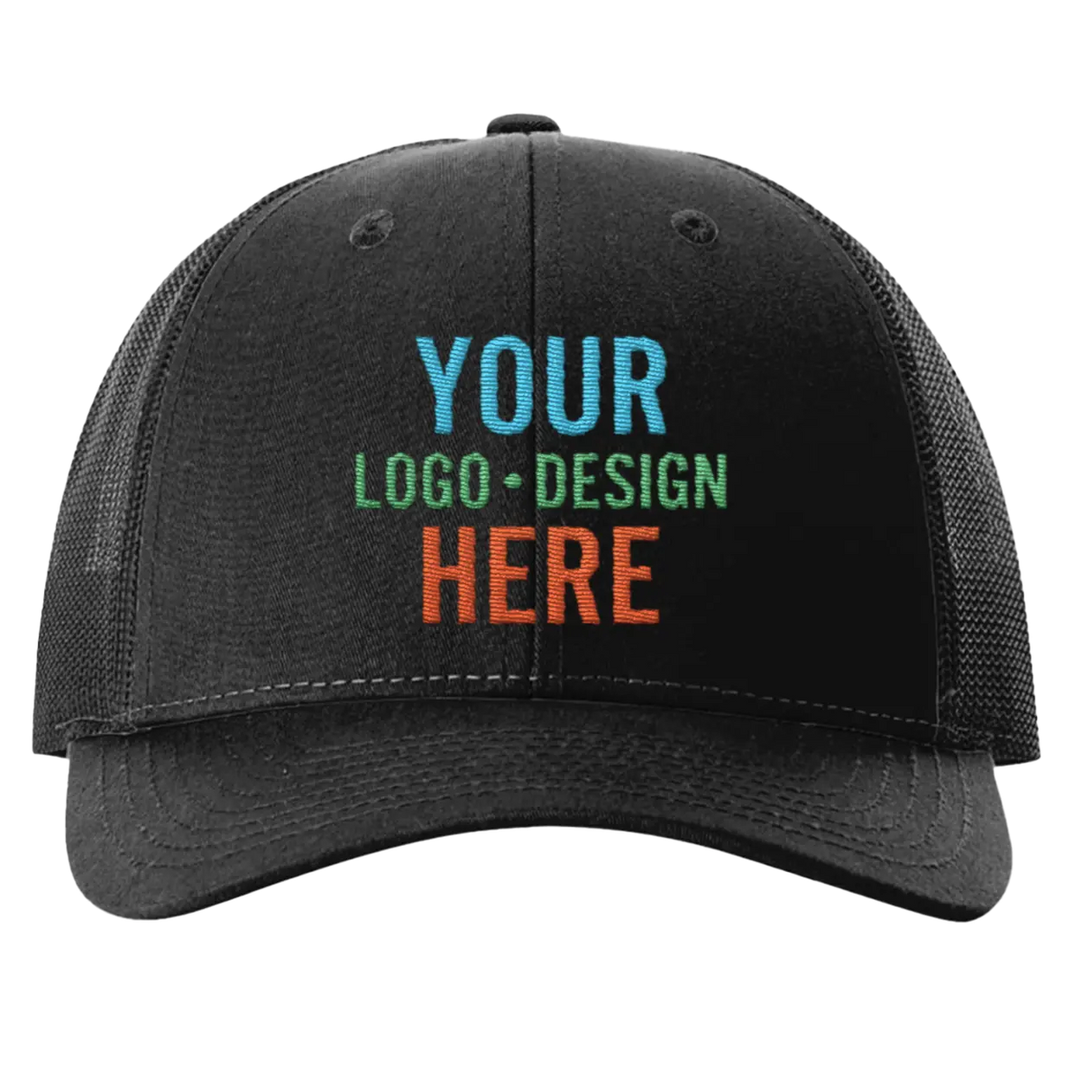 Embroidered Richardson 115CH Low Pro Trucker Hat - Black Heather ...