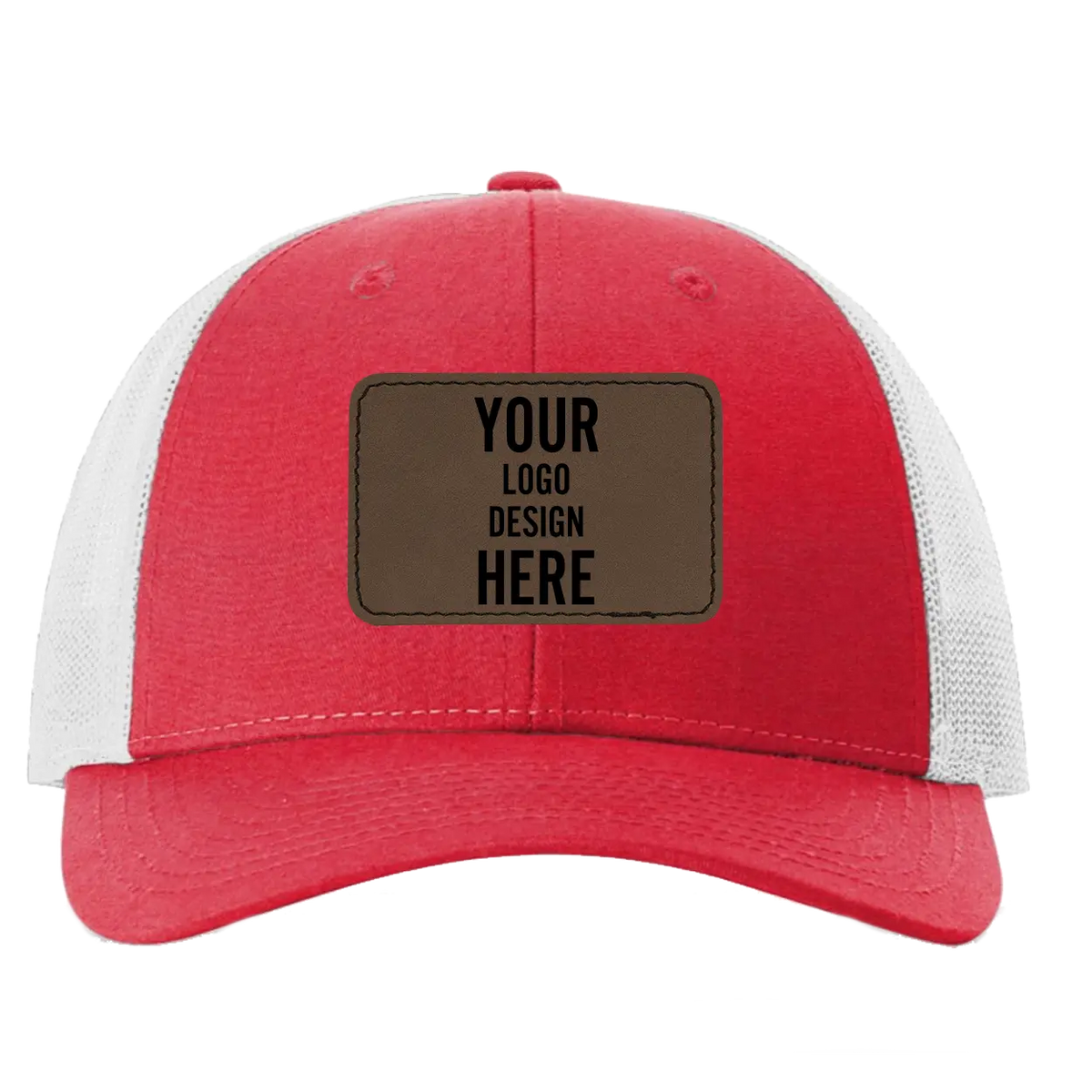 Richardson 115 Low Pro Trucker Hat - Red Heather Gray with Leatherette ...