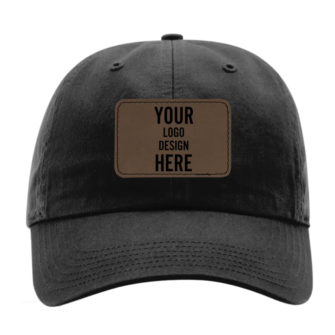 Richardson 320 Cotton Twill Hat - Black with Leatherette Patch ...